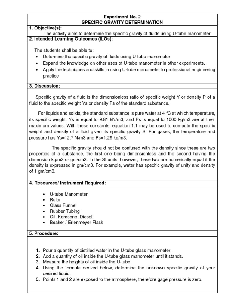 Fluids Exp 2 | PDF | Density | Pressure Measurement