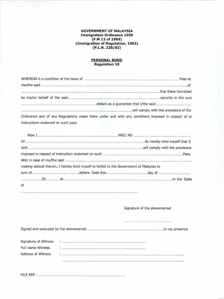 Borang Personal Bond | PDF