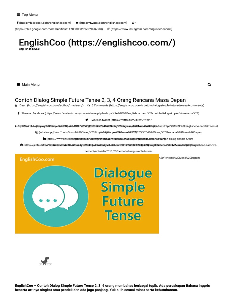Contoh Dialog Simple Future Tense 2, 3, 4 Orang Rencana Masa Depan ...