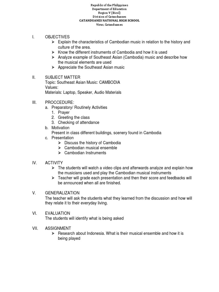 Catanduanes National High School | PDF | Cambodia | Performing Arts