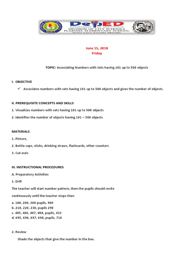 Associating Numbers with Object Sets | PDF | Teaching Methods ...