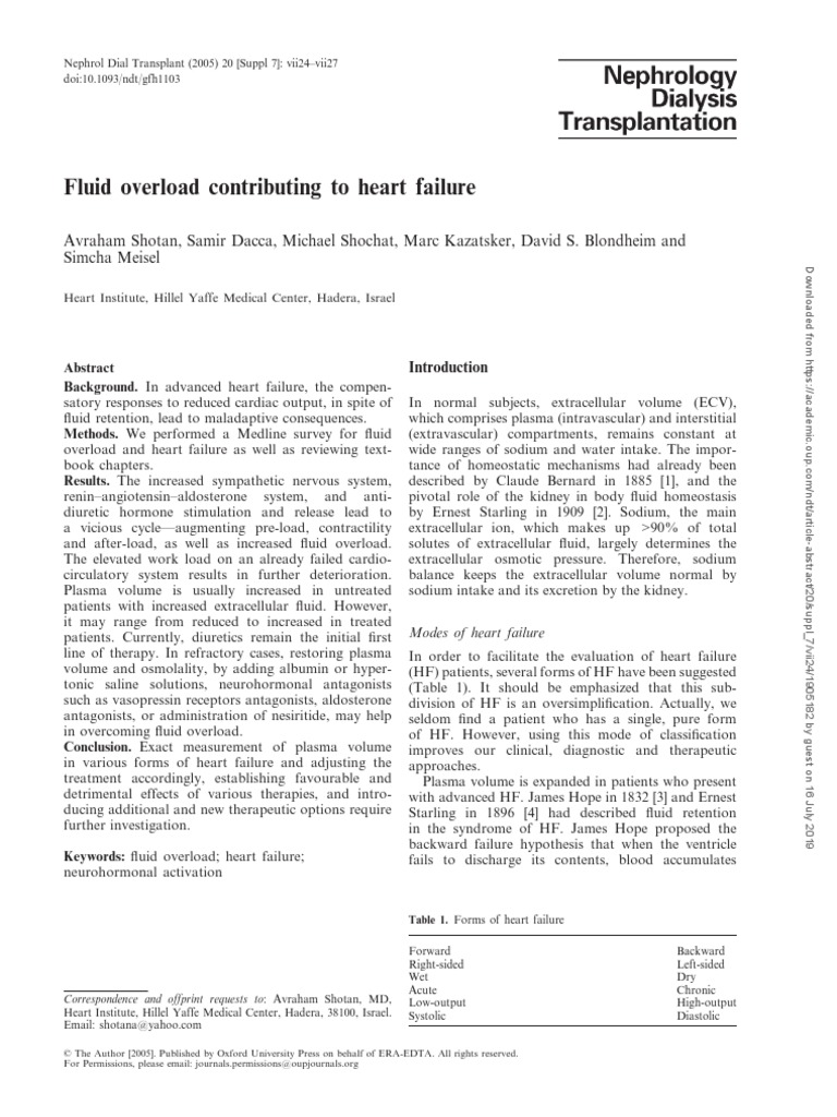 Fluid Overload Contributing To Heart Failure | PDF | Heart Failure | Kidney