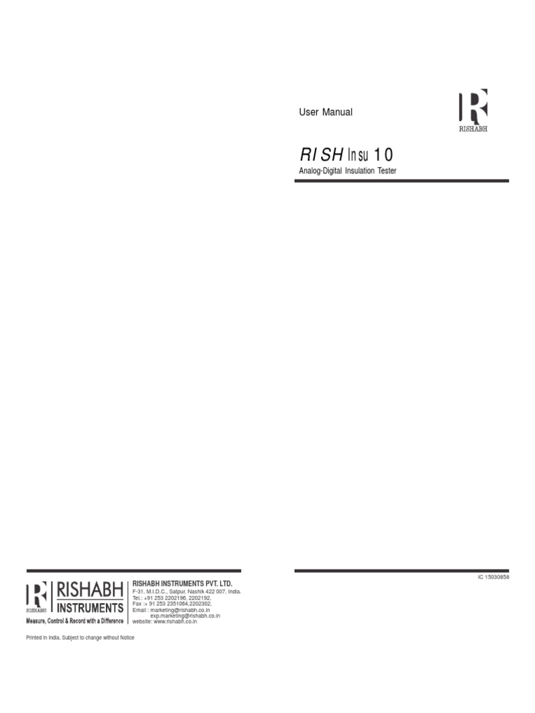 User Manual Rish Insu 10 | PDF | Electrical Resistance And Conductance ...