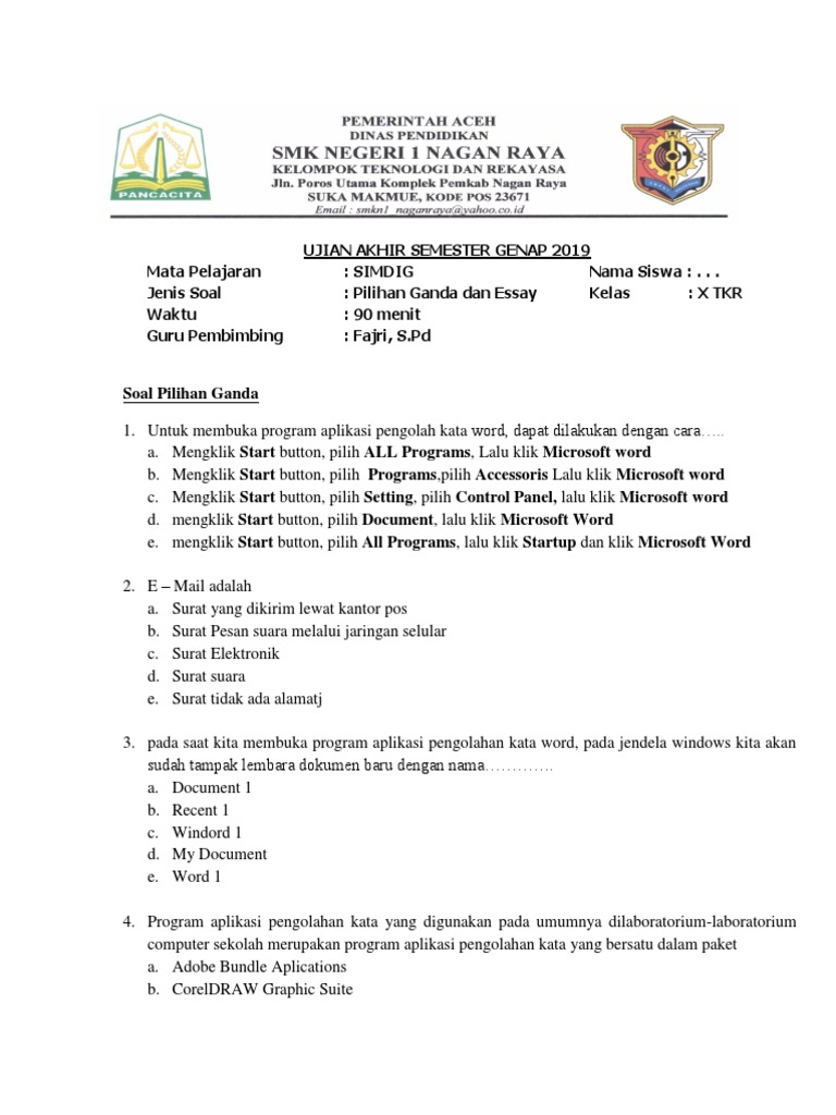 Soal Simdik | PDF | Karier & Perkembangan | Seni