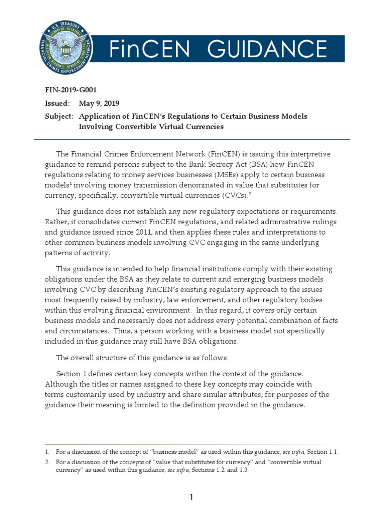 Fincen CVC Guidance Final | PDF | Money Laundering | Futures Contract