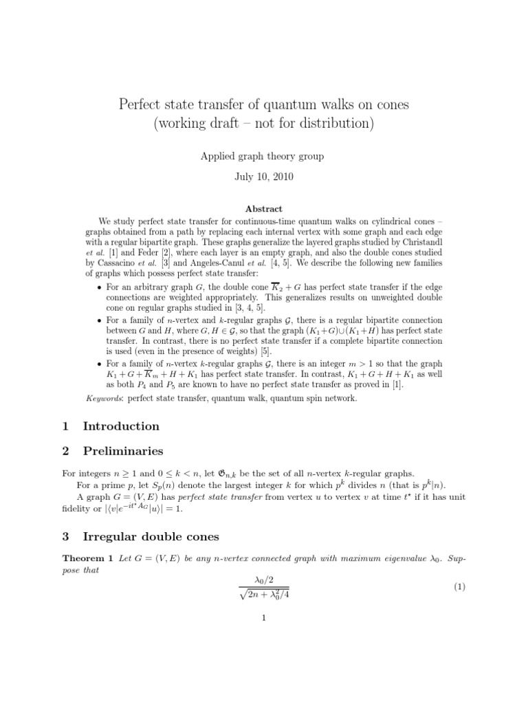 Quantum Walk Title | PDF | Eigenvalues And Eigenvectors | Combinatorics