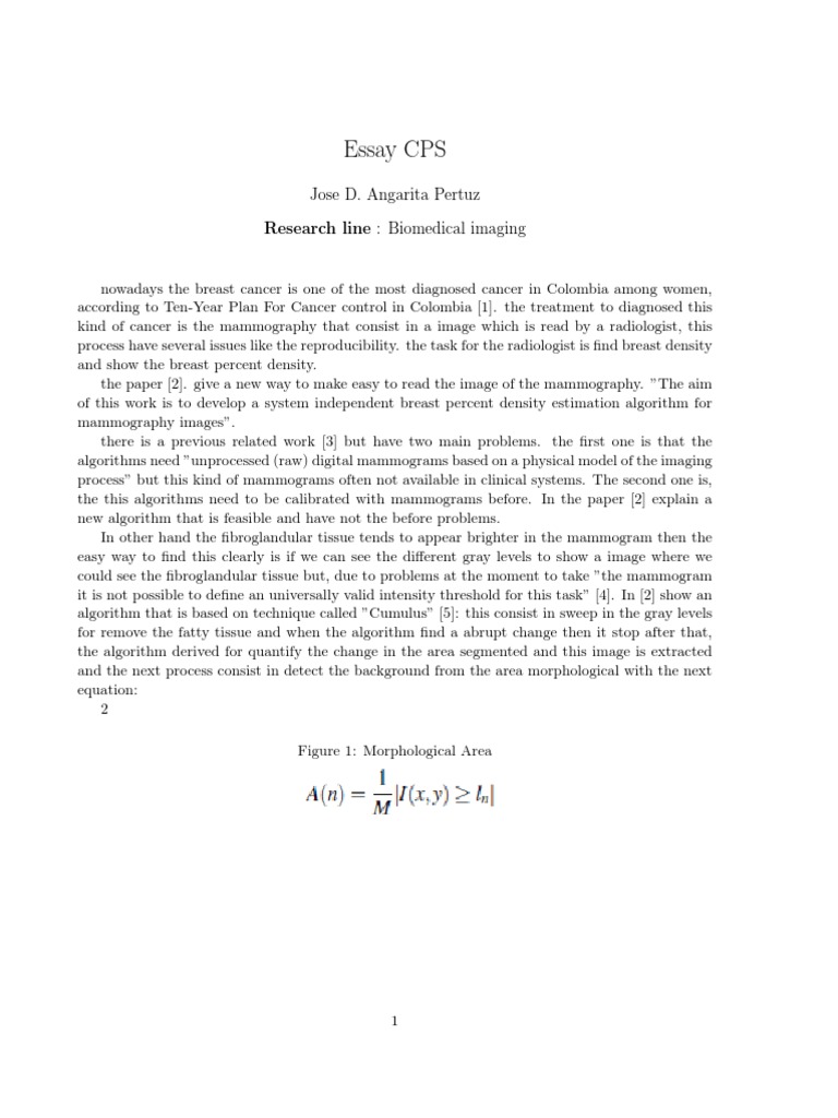 Essay CPS: Jose D. Angarita Pertuz Research Line: Biomedical Imaging ...
