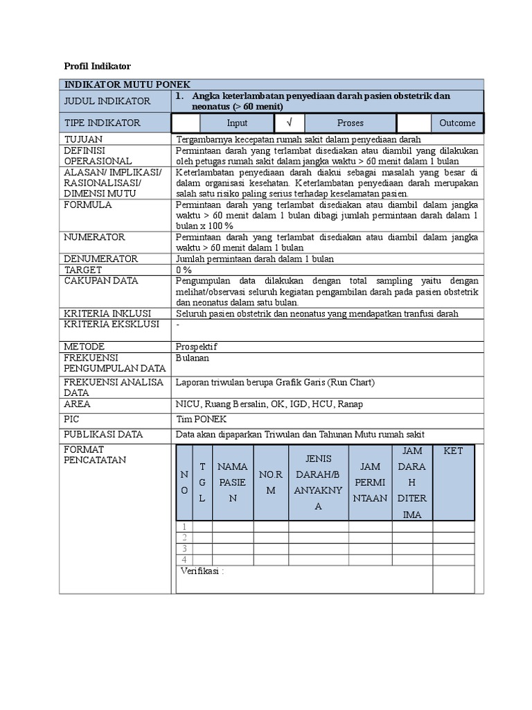 Profil Indikator PONEK | PDF
