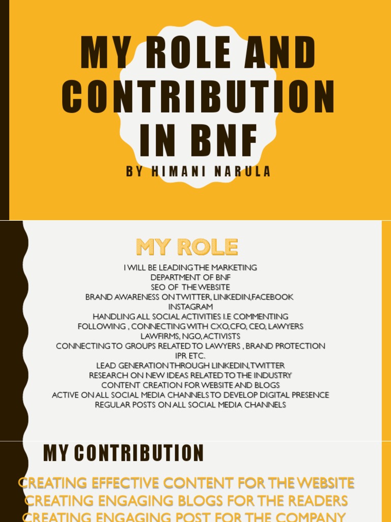 My Role and Responsibilities | PDF
