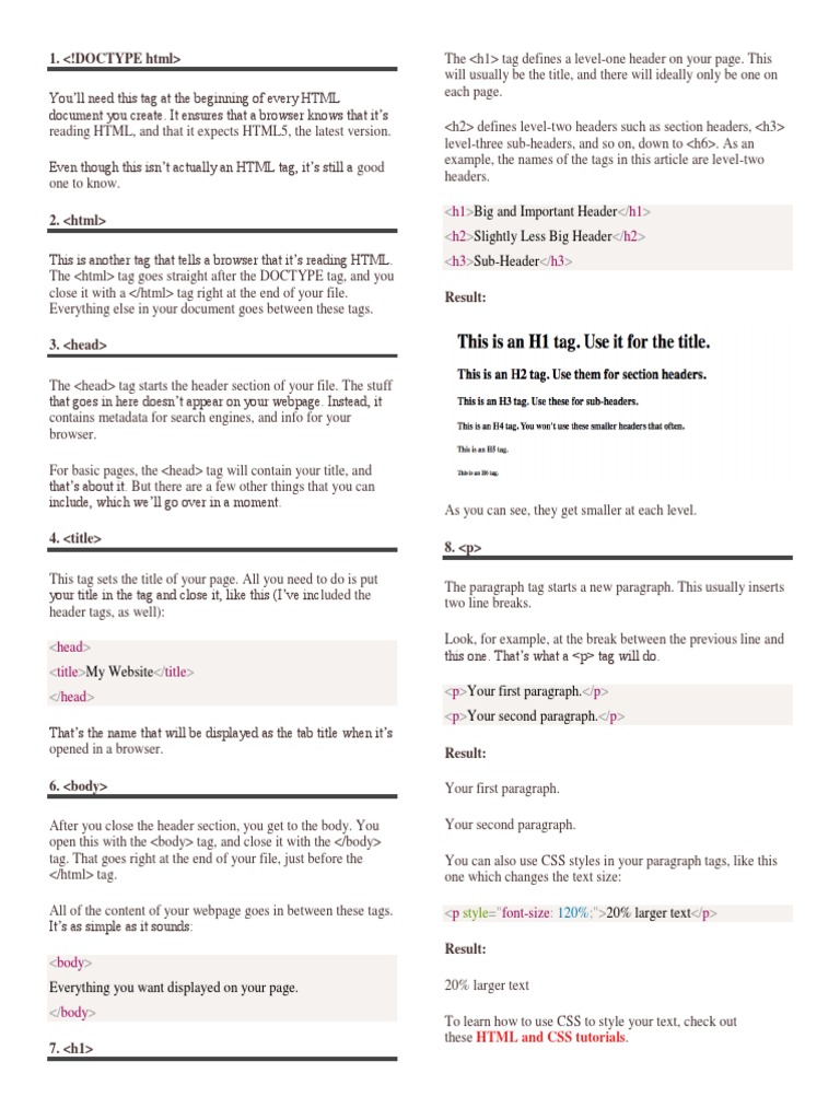 h1 h1 h2 h2 h3 h3: Big and Important Header Slightly Less Big Header ...