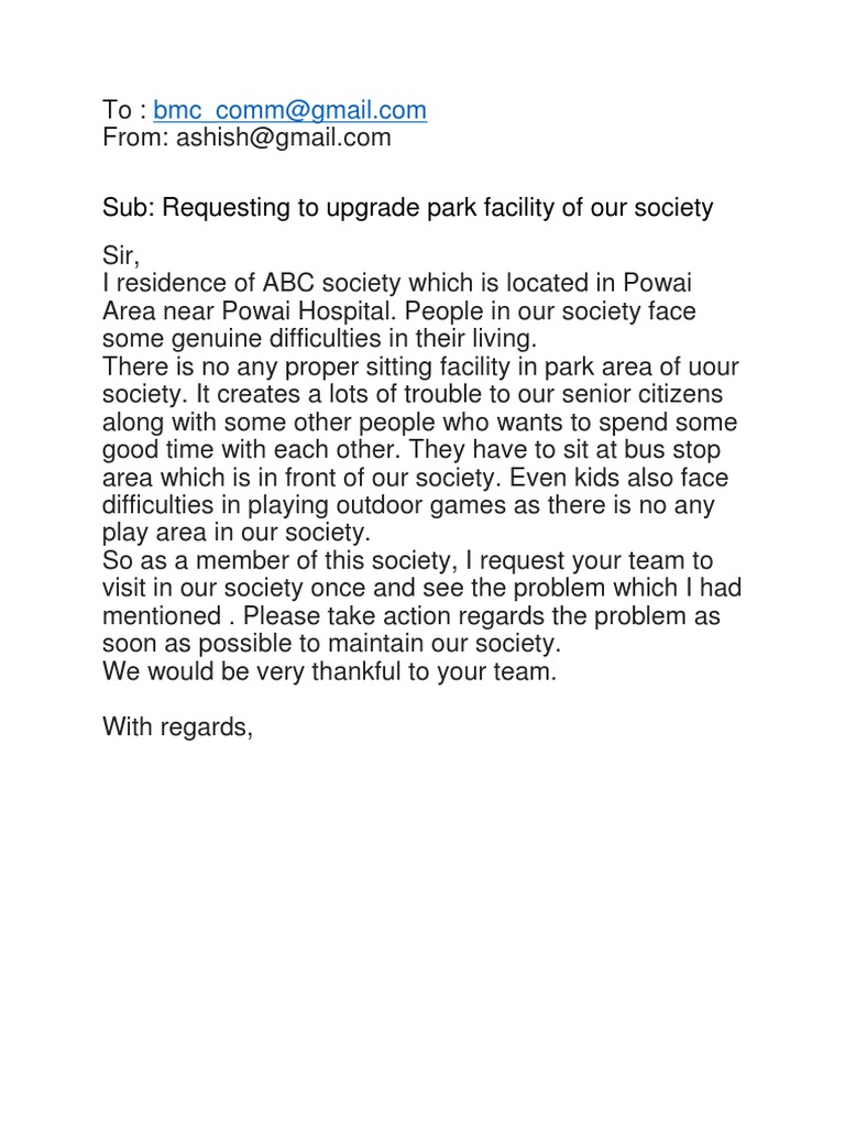 BMC Complaint Letter