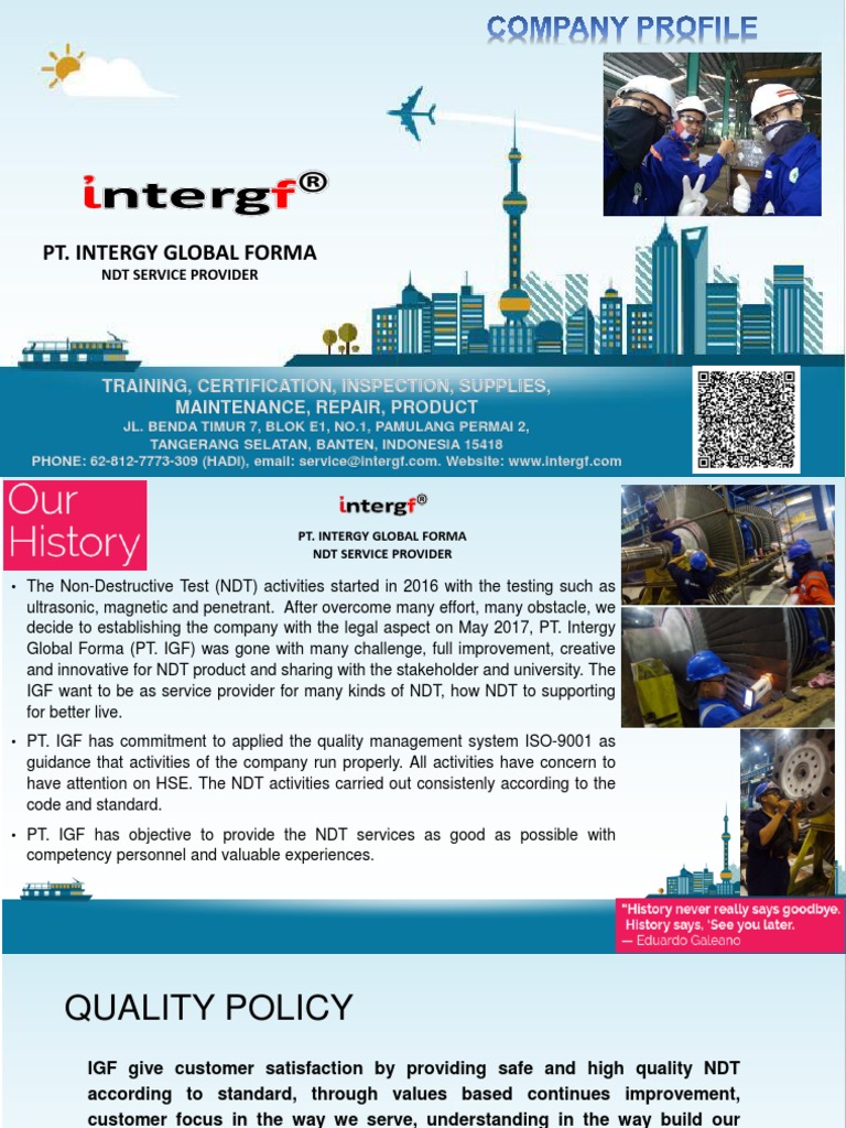 Company Profile PT. Intergy Global Forma | PDF | Nondestructive Testing ...