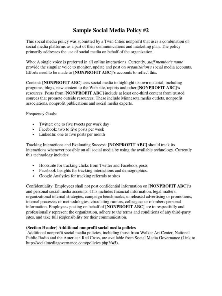 Social Media Policy Template | PDF