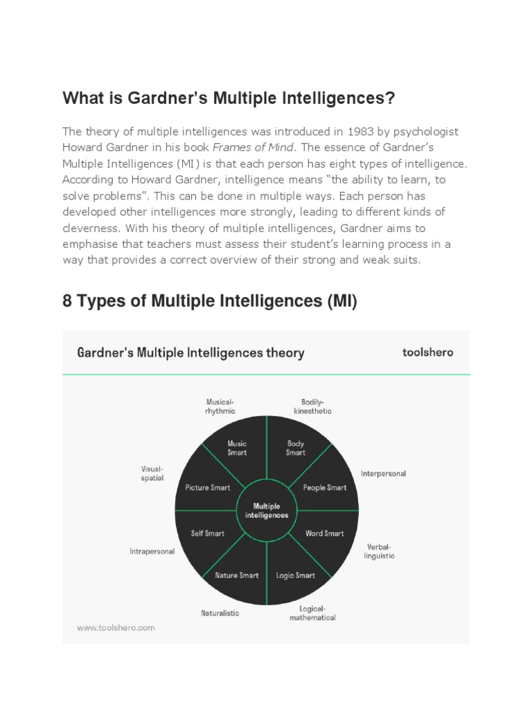 What Is Gardner's Multiple Intelligences? | PDF | Intelligence ...