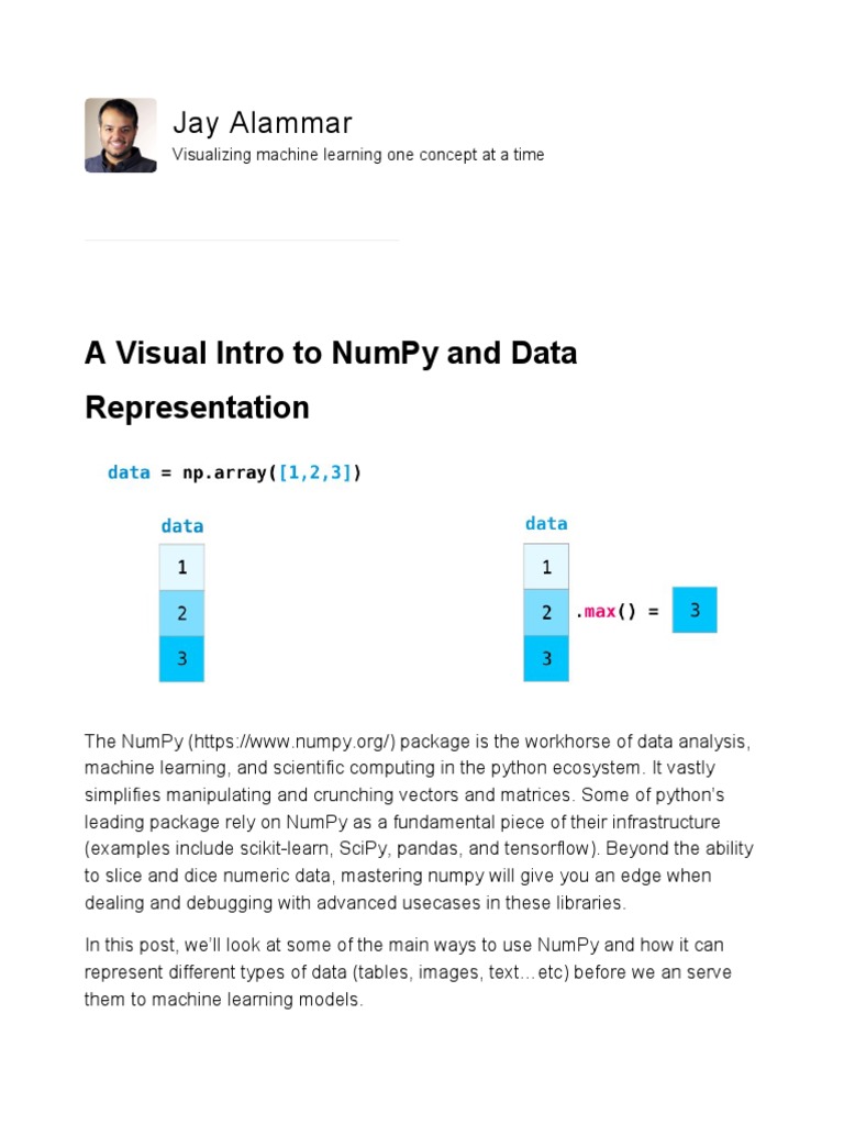A Visual Intro To Numpy and Data Representation: Jay Alammar (/) | PDF ...