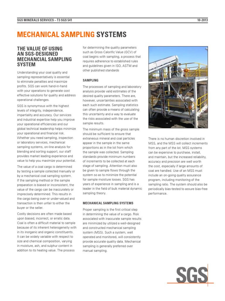 SGS MIN WA022 Mechanical Sampling Systems EN 11 PDF | PDF ...
