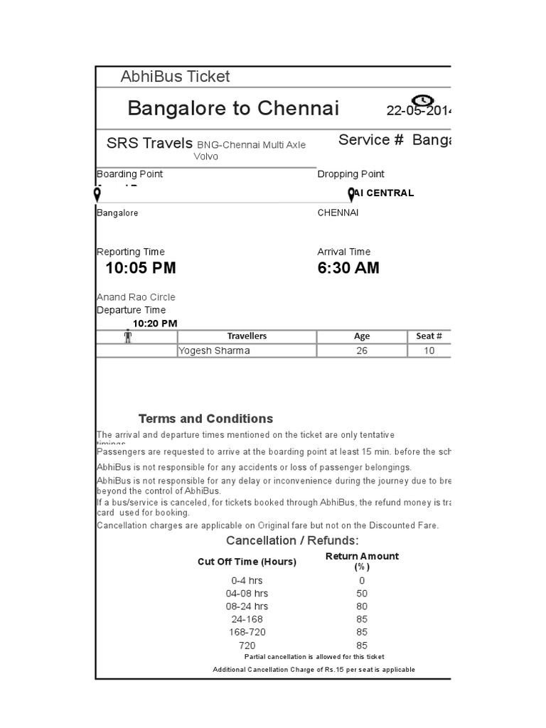Abhi Bus Ticket | PDF | Fare | Ticket (Admission)