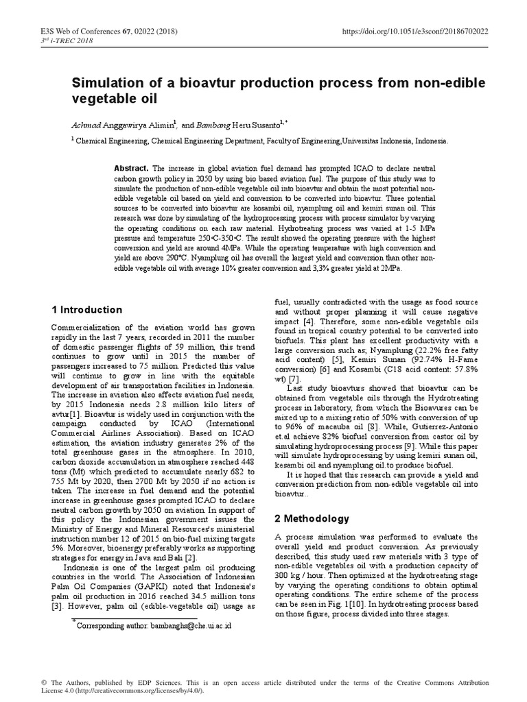 Simulation of A Bioavtur Production Process | PDF | Alkane | Carbon