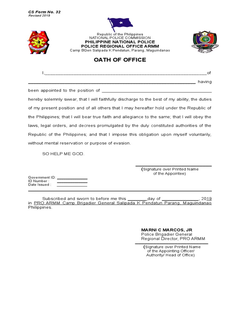 Oath of Office: Philippine National Police Police Regional Office Armm ...