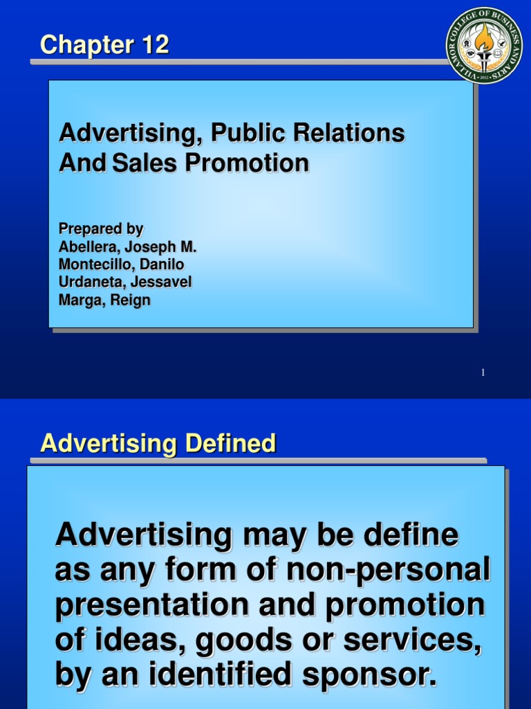 Advertising, Sales Promotion and Public Relations | PDF | Advertising ...