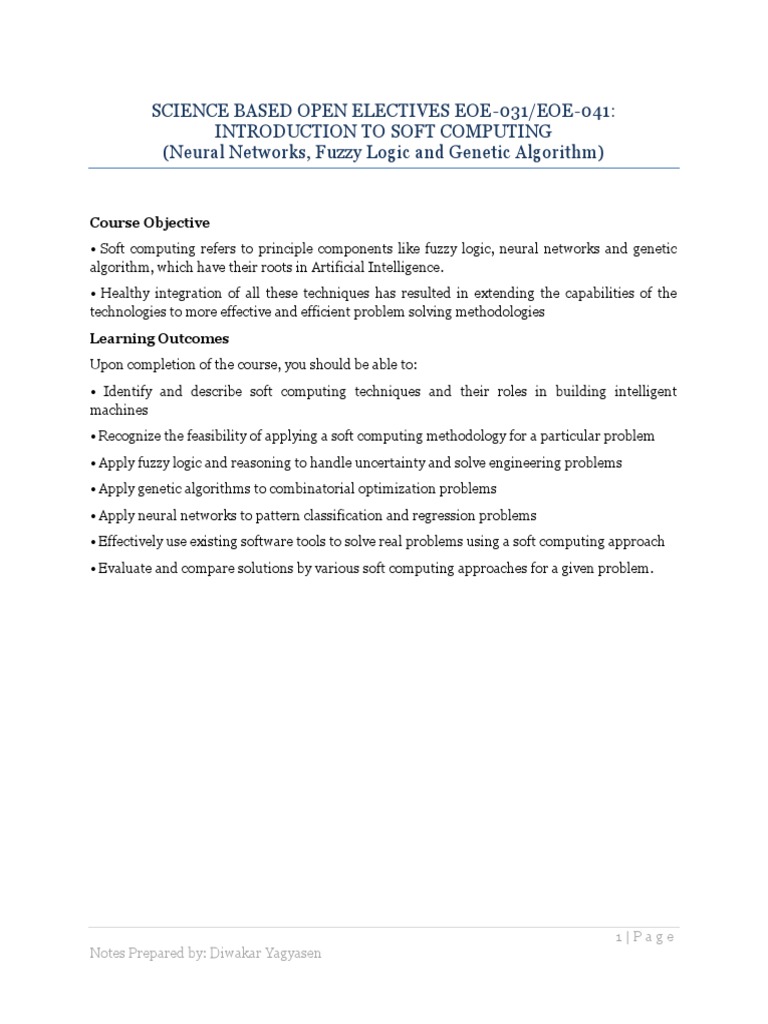Introduction To Soft Computing | PDF | Artificial Neural Network | Artificial Intelligence