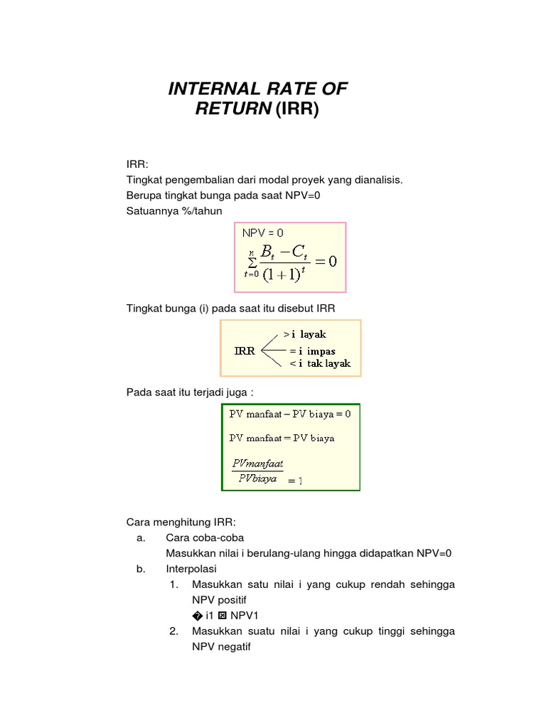 Internal Rate of Return | PDF | Pengelolaan Keuangan & Uang