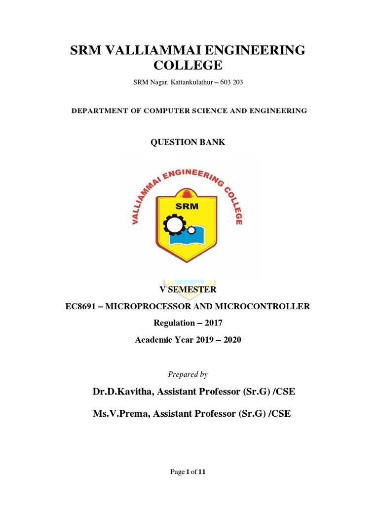 Microprocessor & Microcontroller Question Bank | PDF | Input/Output ...