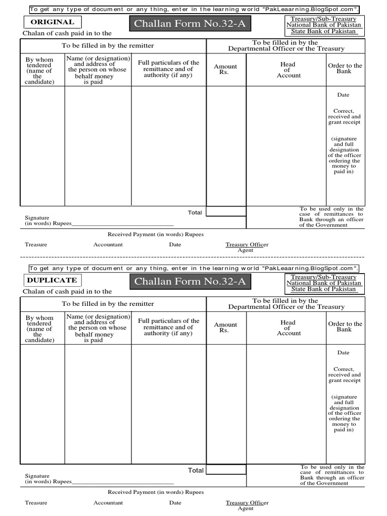 CHALLAN FORM No.32-A.pdf | Rupee | United States Department Of The Treasury