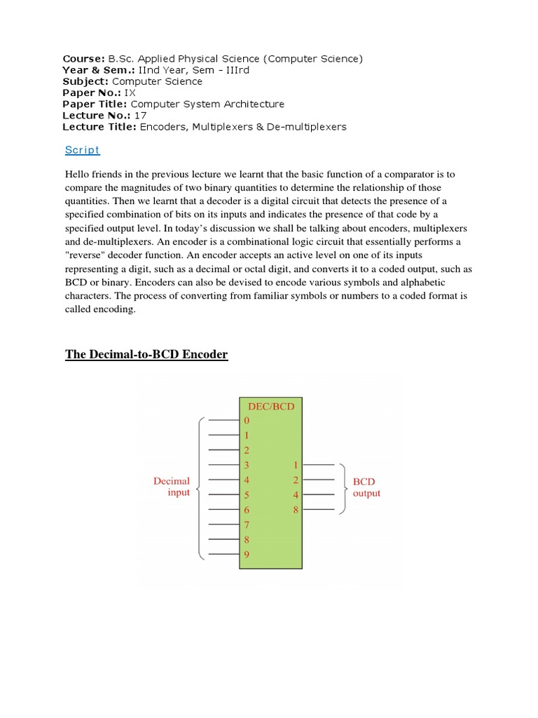 Script: The Decimal-to-BCD Encoder | Download Free PDF | Binary Coded ...