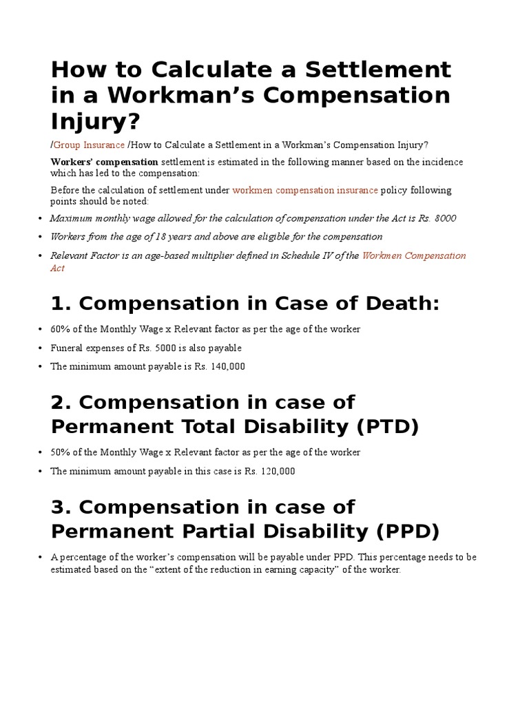 WC Calculation | PDF | Workers' Compensation | Wage