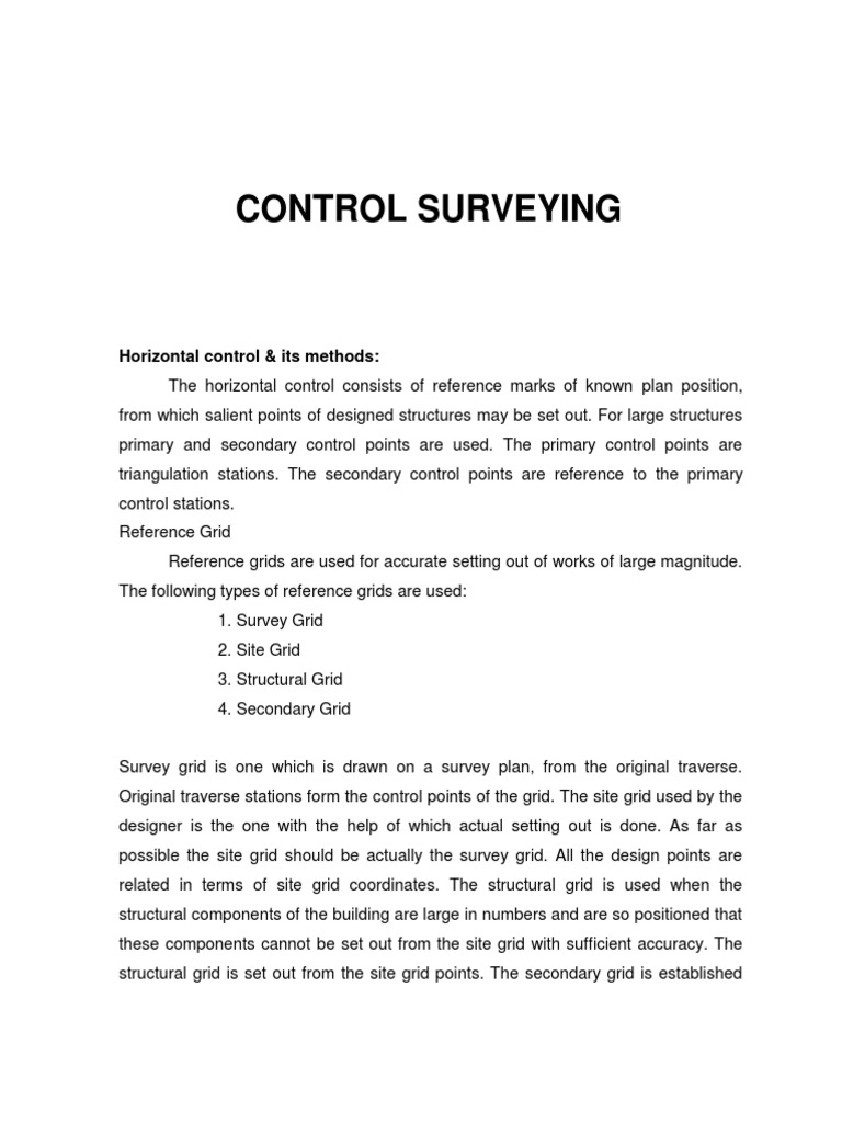 Control Surveying: Horizontal Control & Its Methods | PDF | Surveying ...