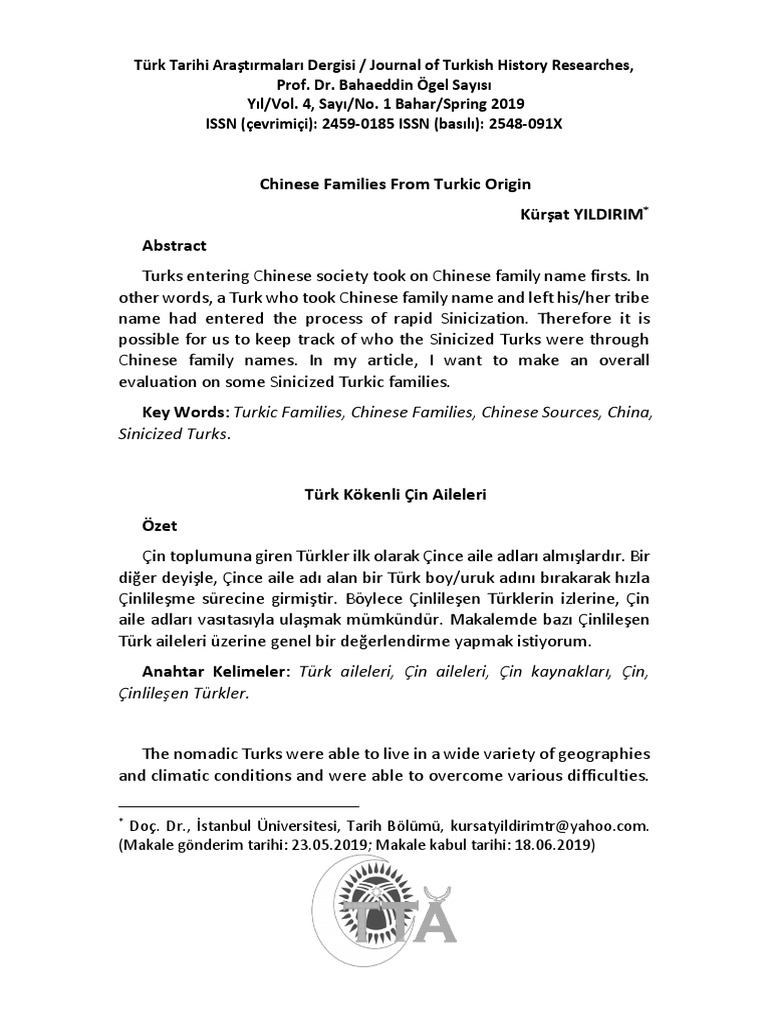 Turkic Families in Chinese Society | PDF | Mongols | East Asia