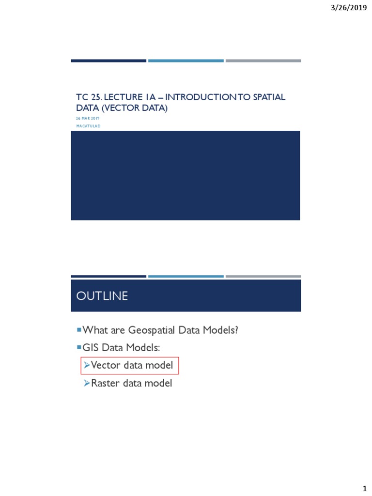 Outline: TC 25. Lecture 1A - Introduction To Spatial Data (Vector Data) | PDF | Geographic ...