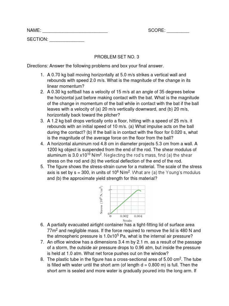 Problem Set 3 | PDF | Buoyancy | Pressure