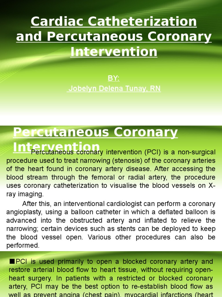 Cardiac Catheterization and PCI | PDF | Percutaneous Coronary ...