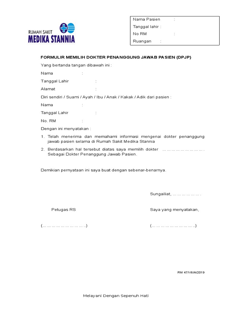 Form. Pemilihan DPJP | PDF