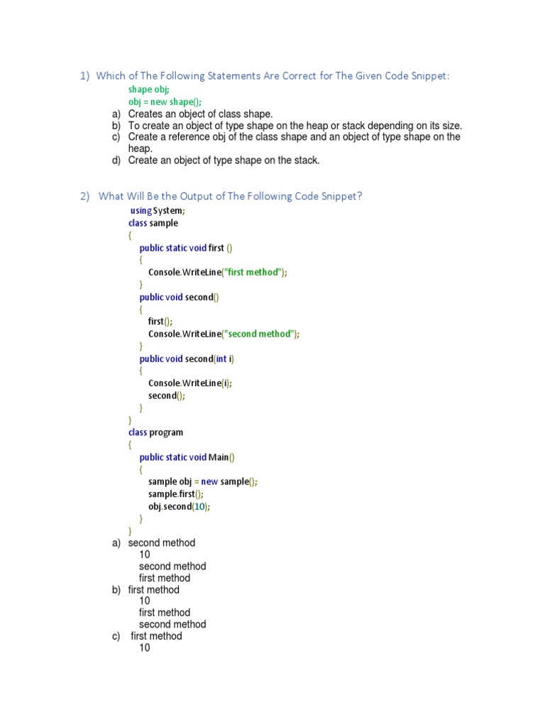 Freshers Question Paper | PDF | C Sharp (Programming Language) | C ...