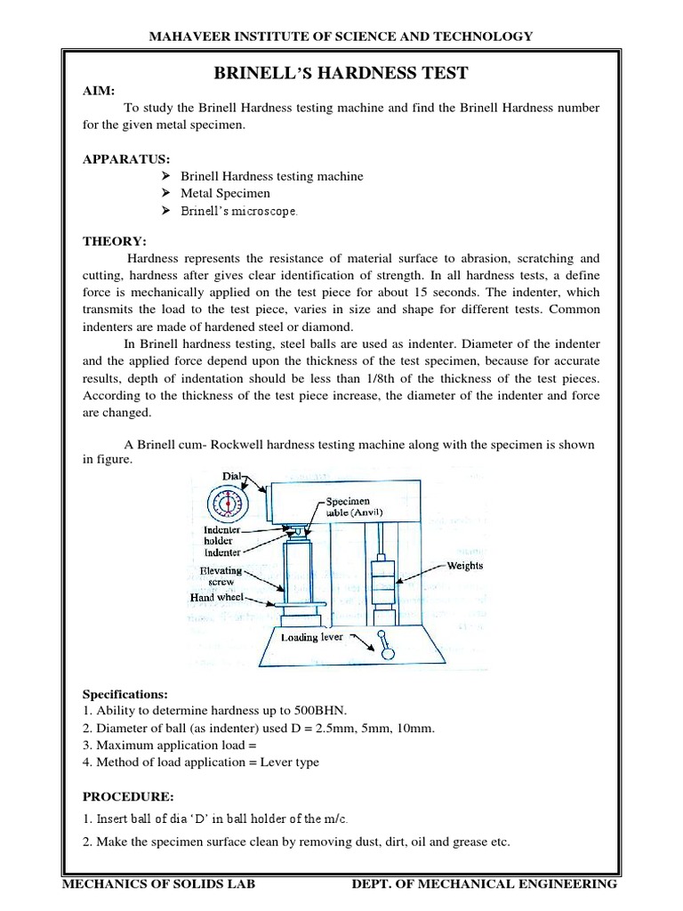 Mechanics of Solids Lab | PDF | Hardness | Chemical Product Engineering
