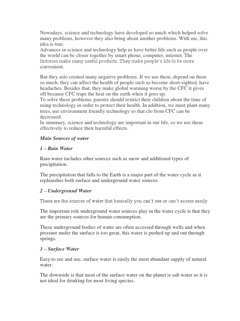 Main Sources of Water 1 - Rain Water | PDF | Water Pollution | Wastewater