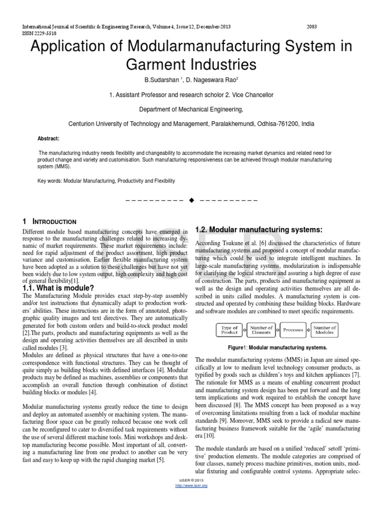 Application of Modularmanufacturing System in Garment Industries | PDF ...
