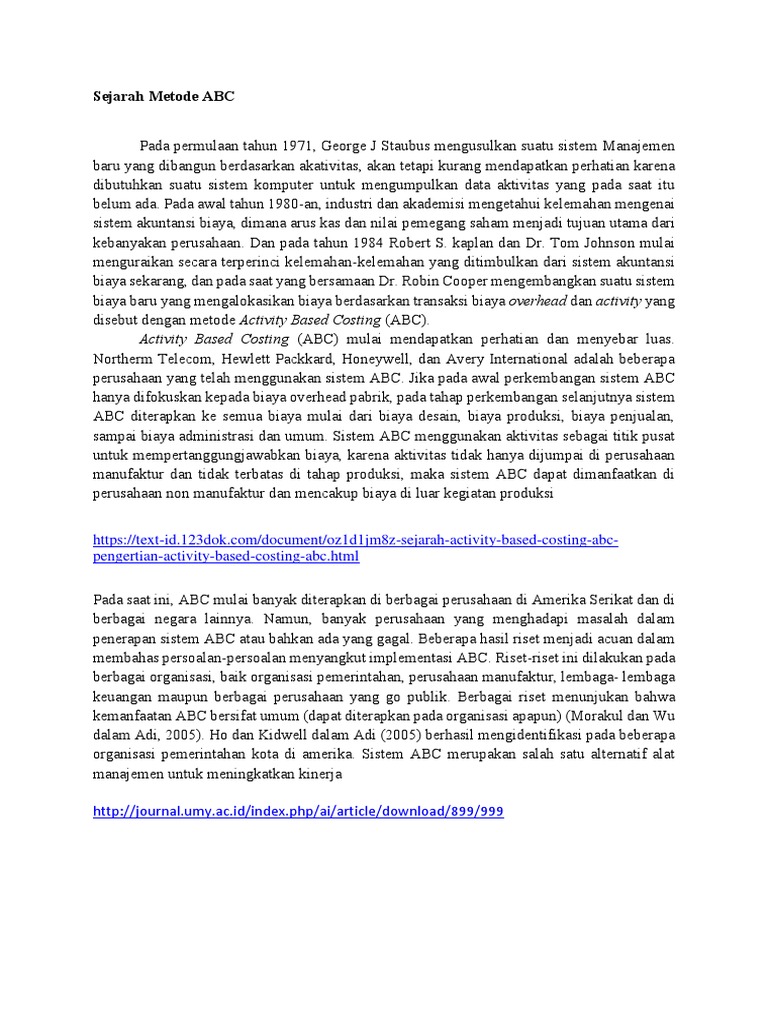Sejarah Metode ABC | PDF