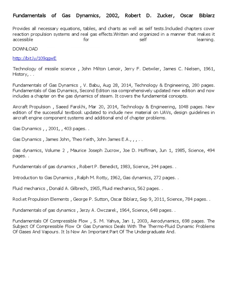 Fundamentals of Gas Dynamics | PDF | Compressible Flow | Gases
