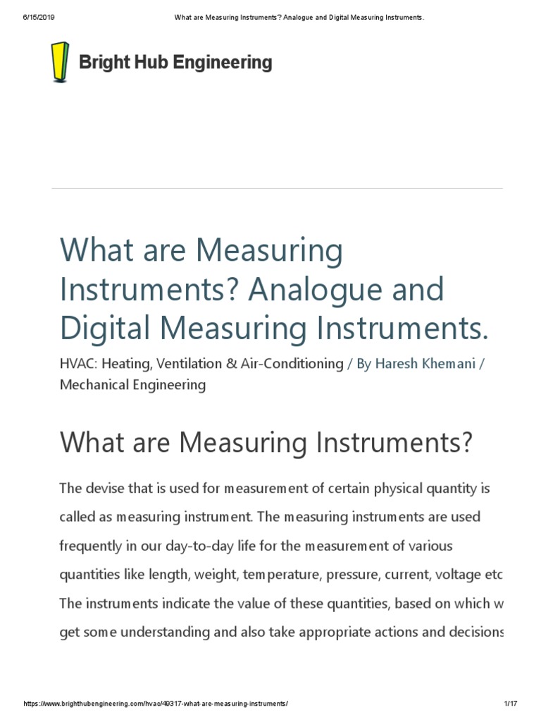 Analog vs Digital Measuring Instruments | PDF | Measuring Instrument ...