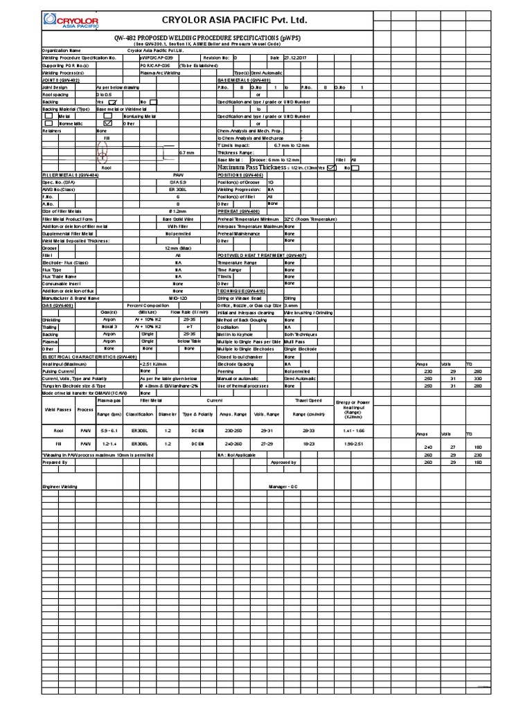 PWPS WPS CAP 039 PQR 035 | PDF | Welding | Construction