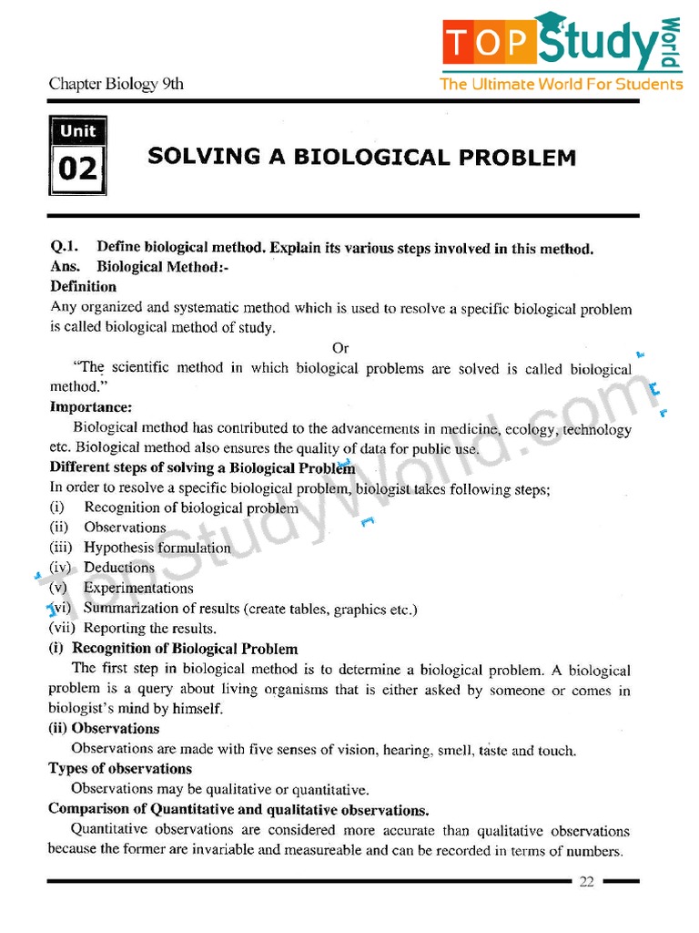 9th Class Biology Chapter 2 | PDF