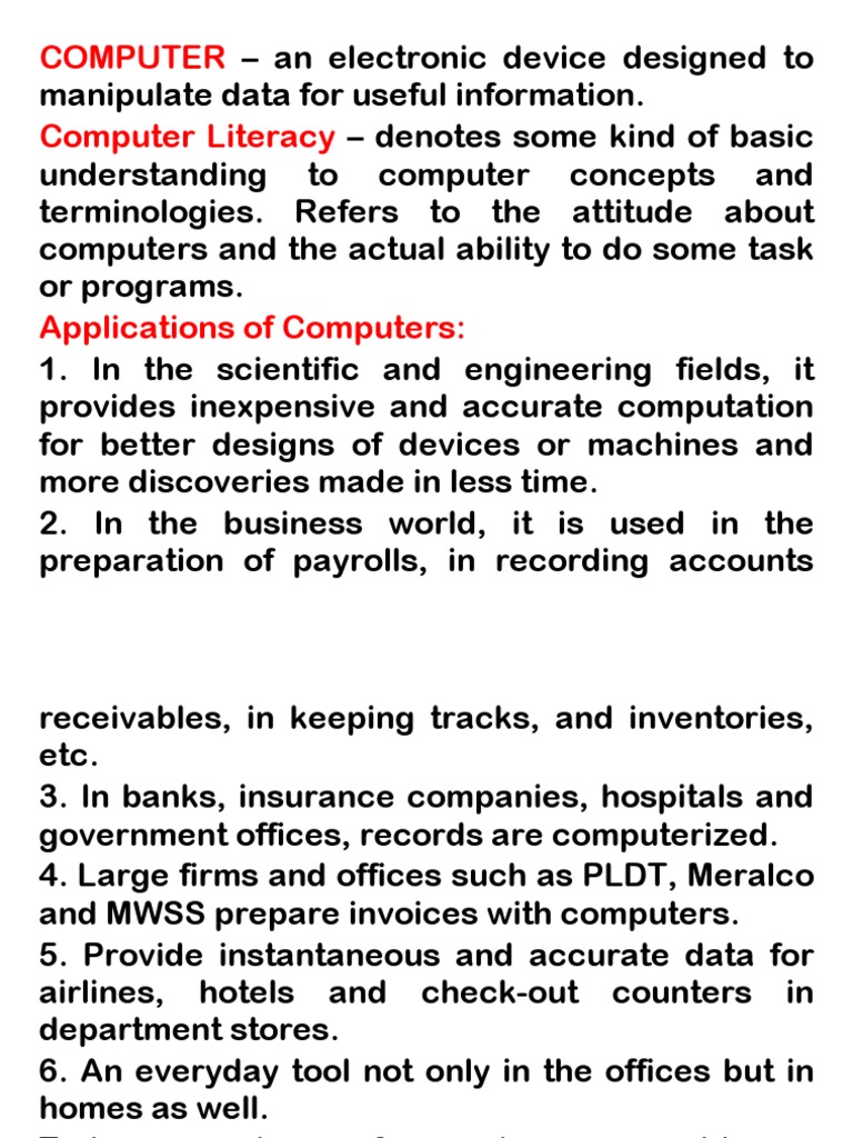 Computer Computer Literacy | PDF