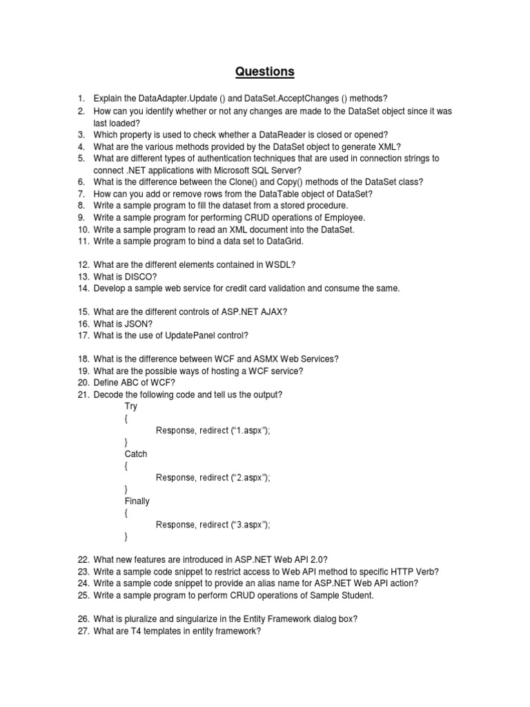 A Collection of Data Access, Web Services, Entity Framework and ASP.NET ...
