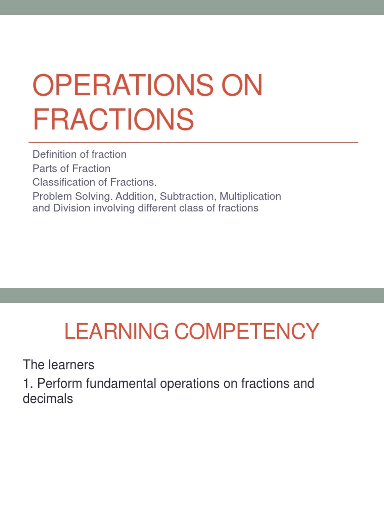 1 Operations On Fractions | PDF | Fraction (Mathematics) | Abstract Algebra