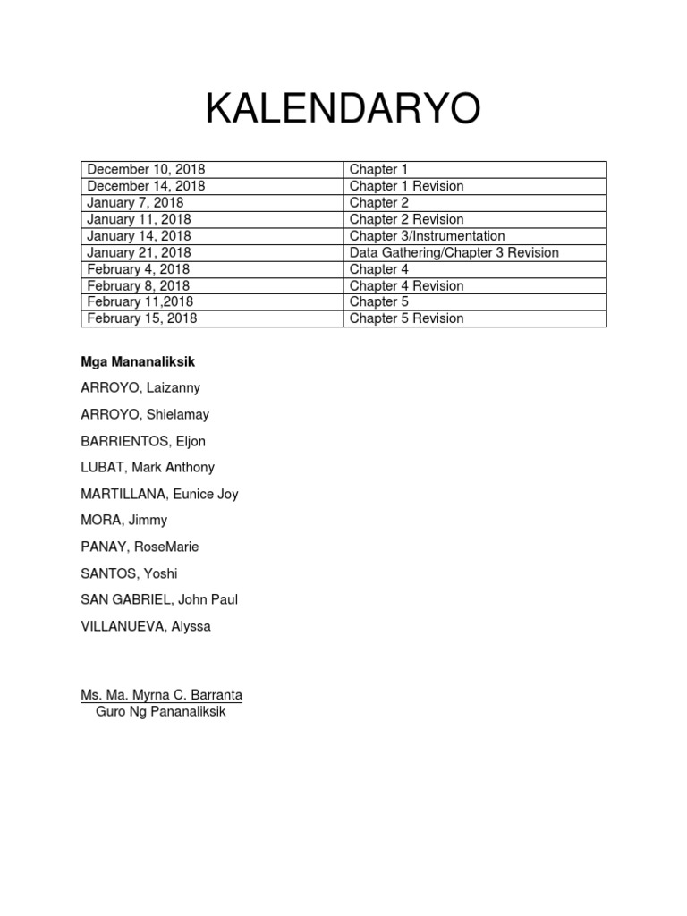 Calendar in Filipino | PDF