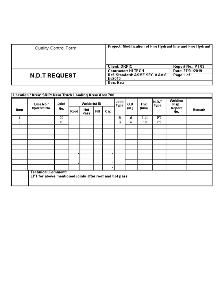 Rfi Request Form | PDF